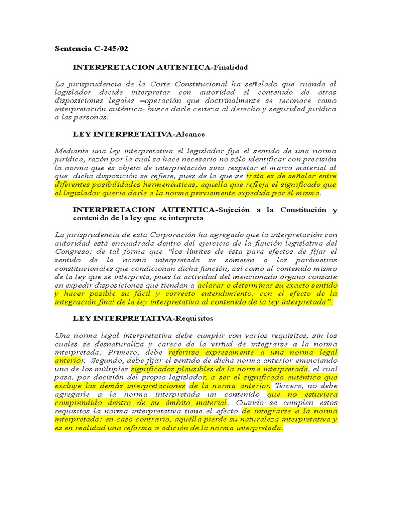 Interpretación Autentica | PDF | Caso de ley | Constitución Interpretación Autentica | PDF | Caso de ley | Constitución