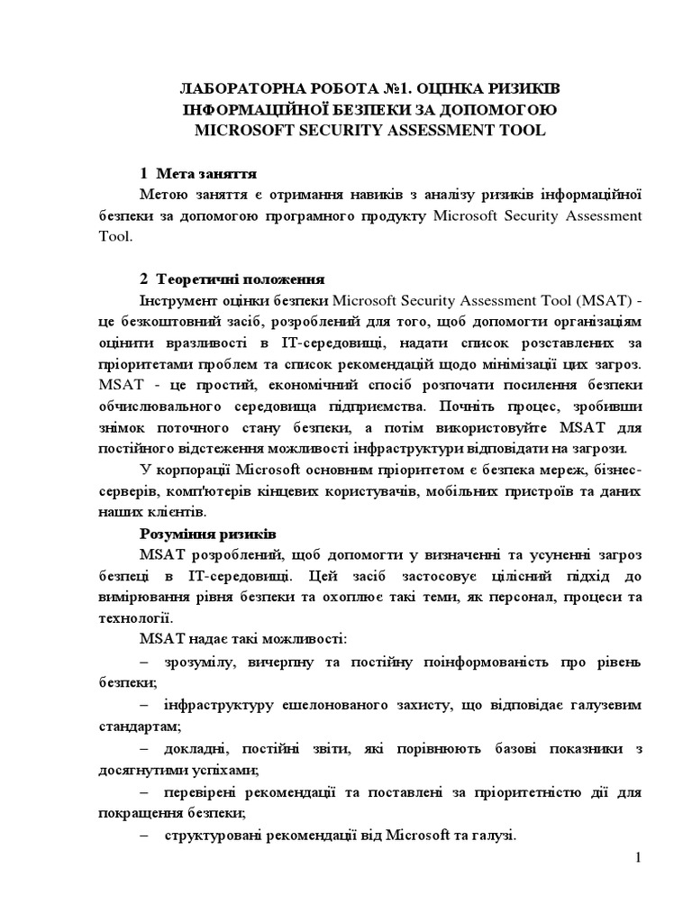 Microsoft Security Assessment Tool Assessment of Information Security ...