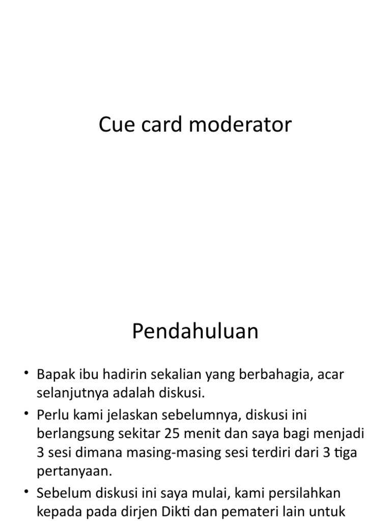Panduan Cue Card untuk Moderator | PDF | Karier & Perkembangan | Griya ...