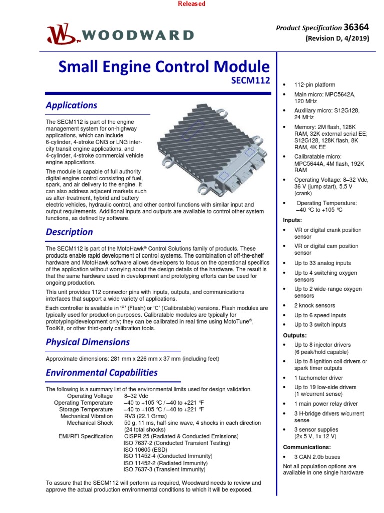 Small Engine Control Module: Applications | PDF | Sensor | Engines