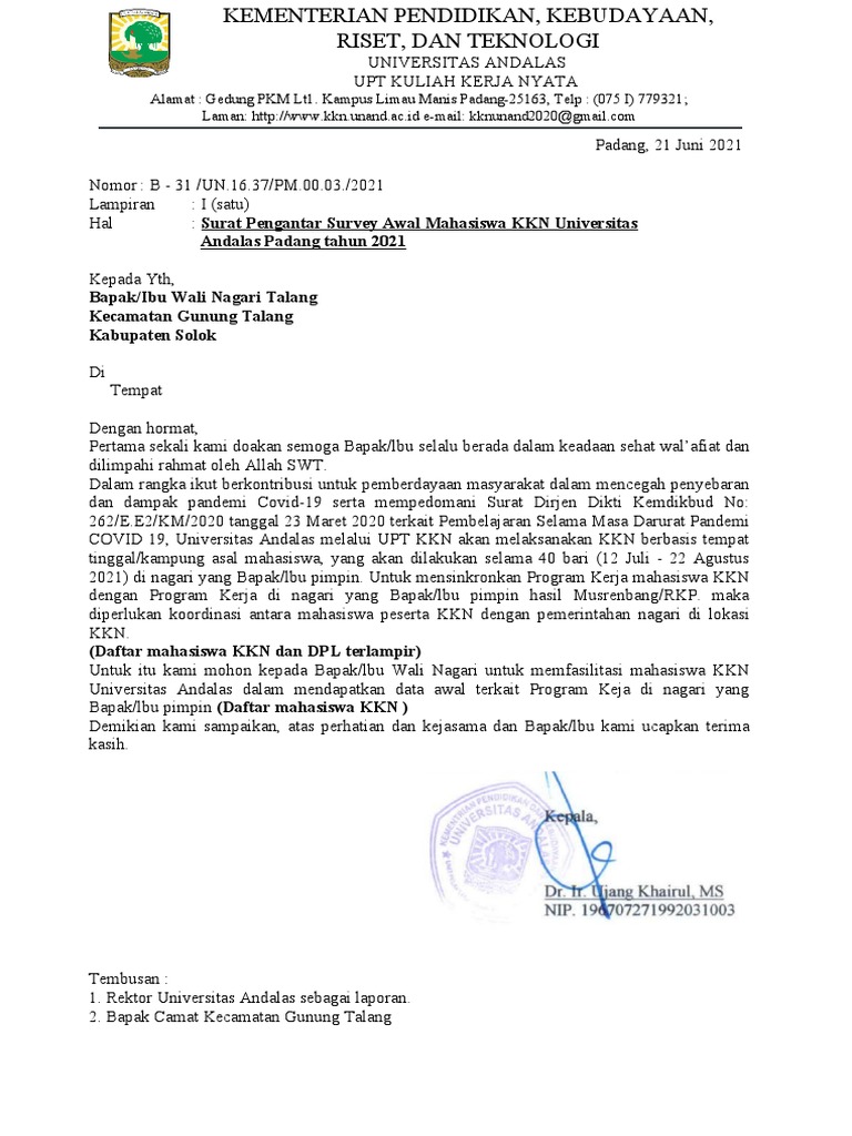 Surat Survey Ke Wali Nagari | PDF