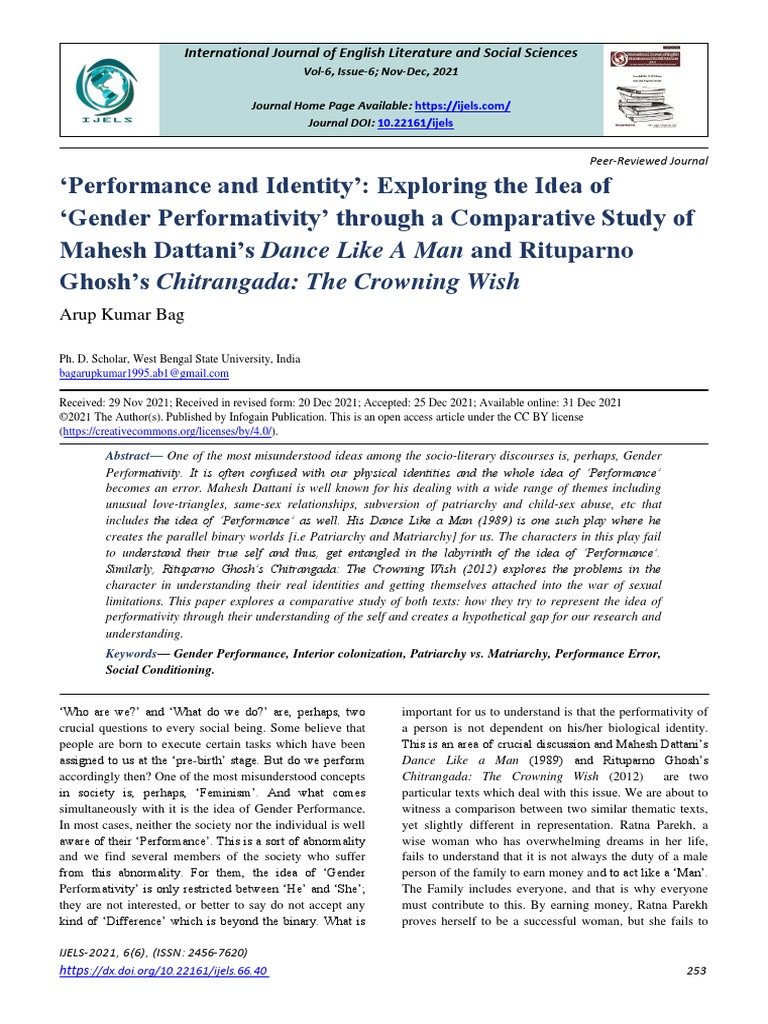 Performance and Identity': Exploring The Idea of Gender Performativity ...