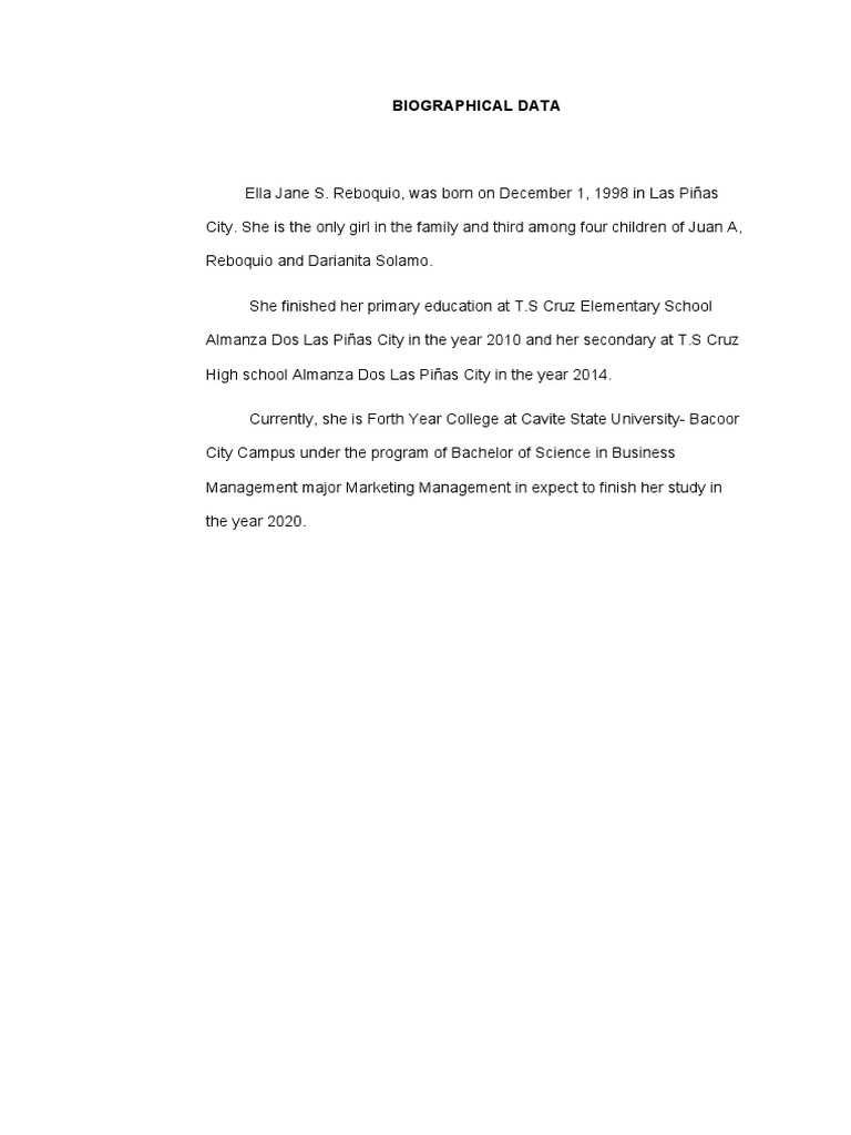 Biographical Data | PDF | Cognition | Behavior Modification