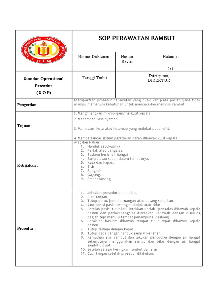 Sop Perawatan Rambut | PDF