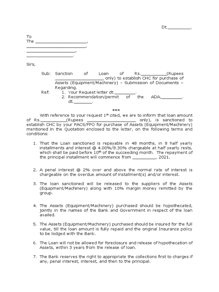 Sanction Letter | Download Free PDF | Loans | Banks
