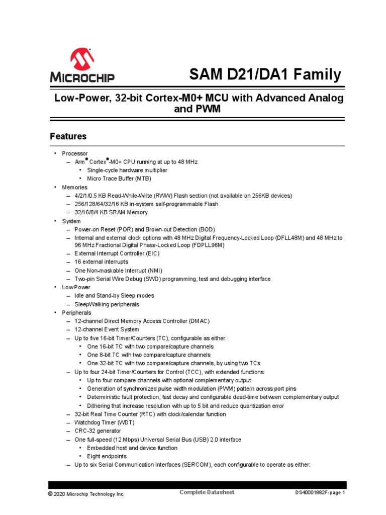 SAM D21 DA1 Family DataSheet DS40001882F | PDF | Office Equipment ...