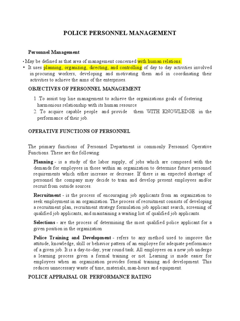 Police Personnel Management | PDF | Recruitment | Police