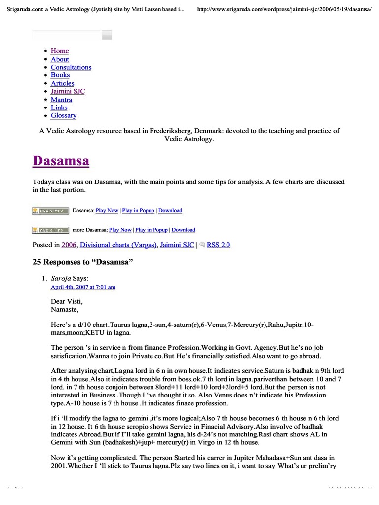 Dasamsa-Analysis | PDF | Planets In Astrology | Hindu Astrology