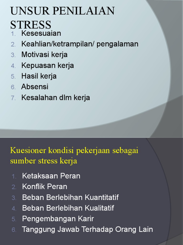 Faktor-Faktor Penyebab Stress Kerja dan Sumber-Sumber Informasinya | PDF
