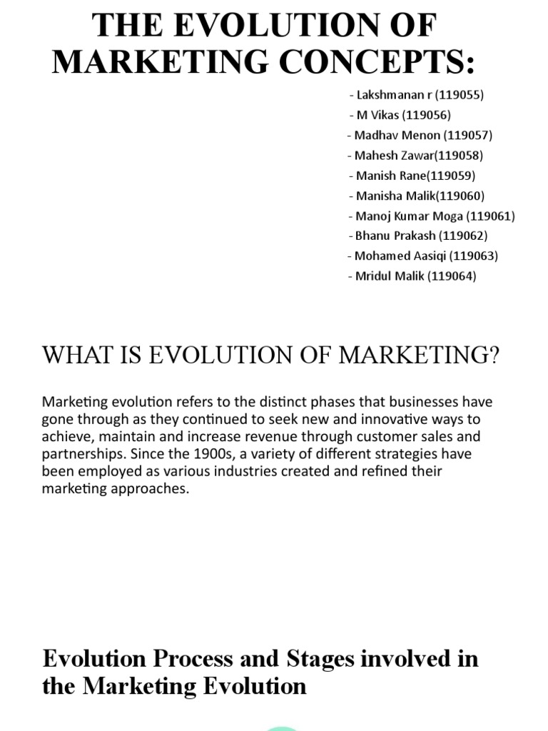 THE EVOLUTION OF MARKETING CONCEPTS (Edited) | PDF | Marketing | Customer