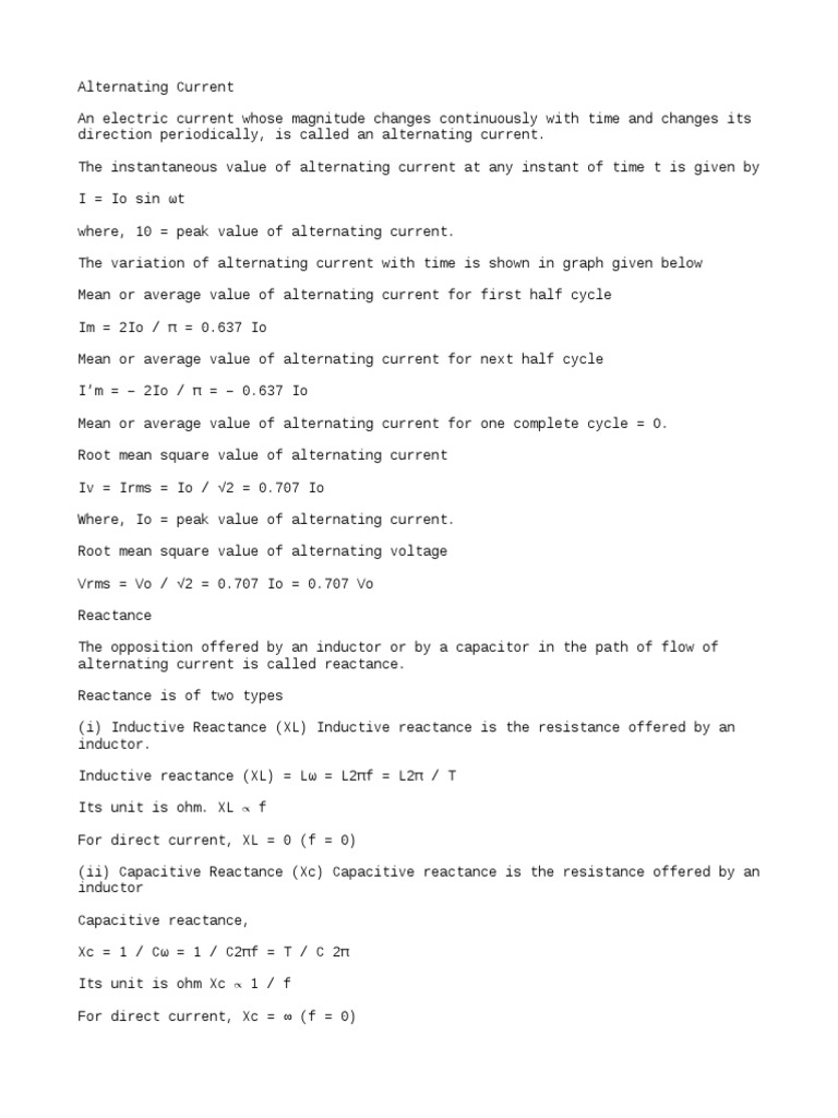 Alternating Current | PDF | Transformer | Inductor