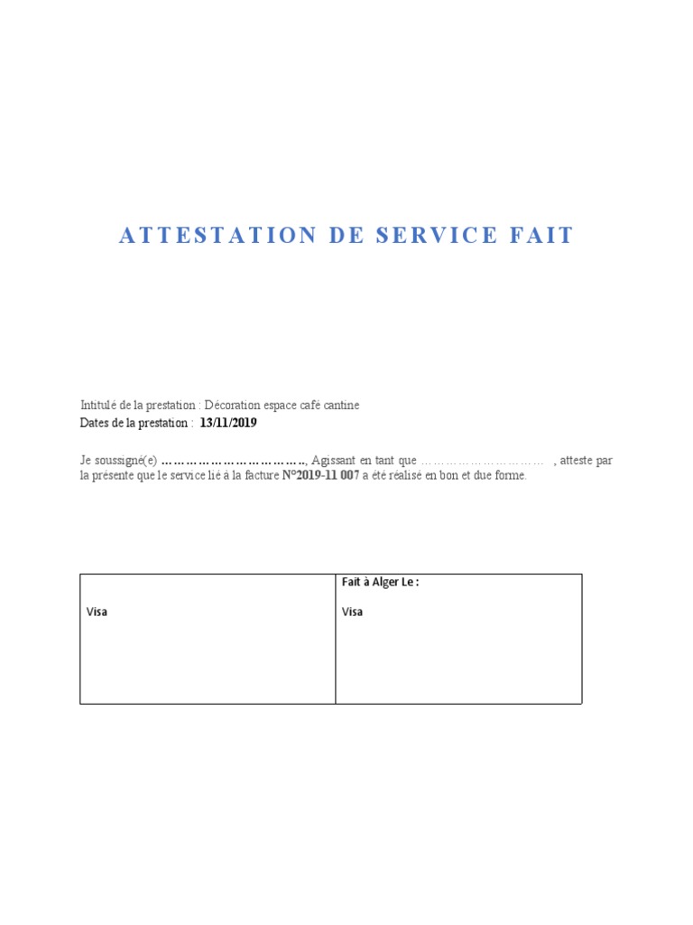 Attestation de Service Fait | PDF