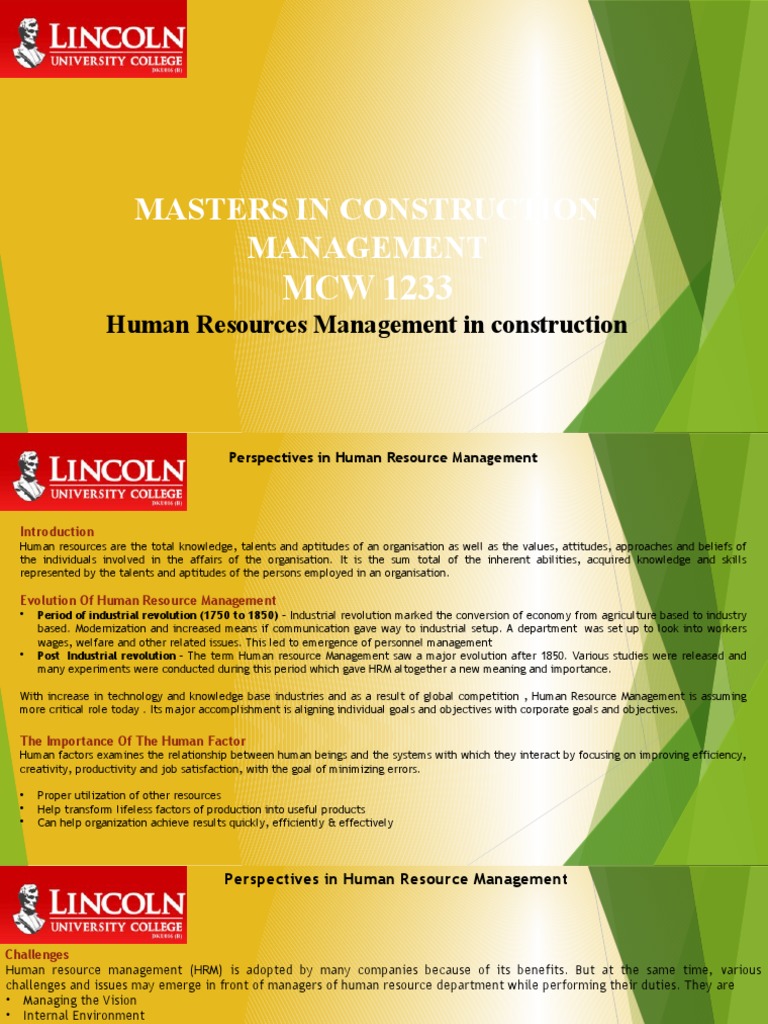 Human Resources Management in Construction | PDF | Human Resource ...