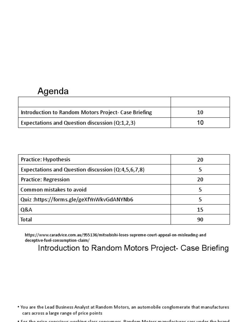 Random Motors Briefing | PDF | Coefficient Of Determination | Errors ...