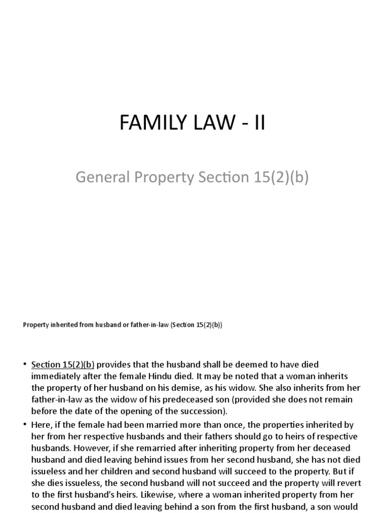 Family Law - Ii: General Property Section 15 (2) (B) | PDF ...
