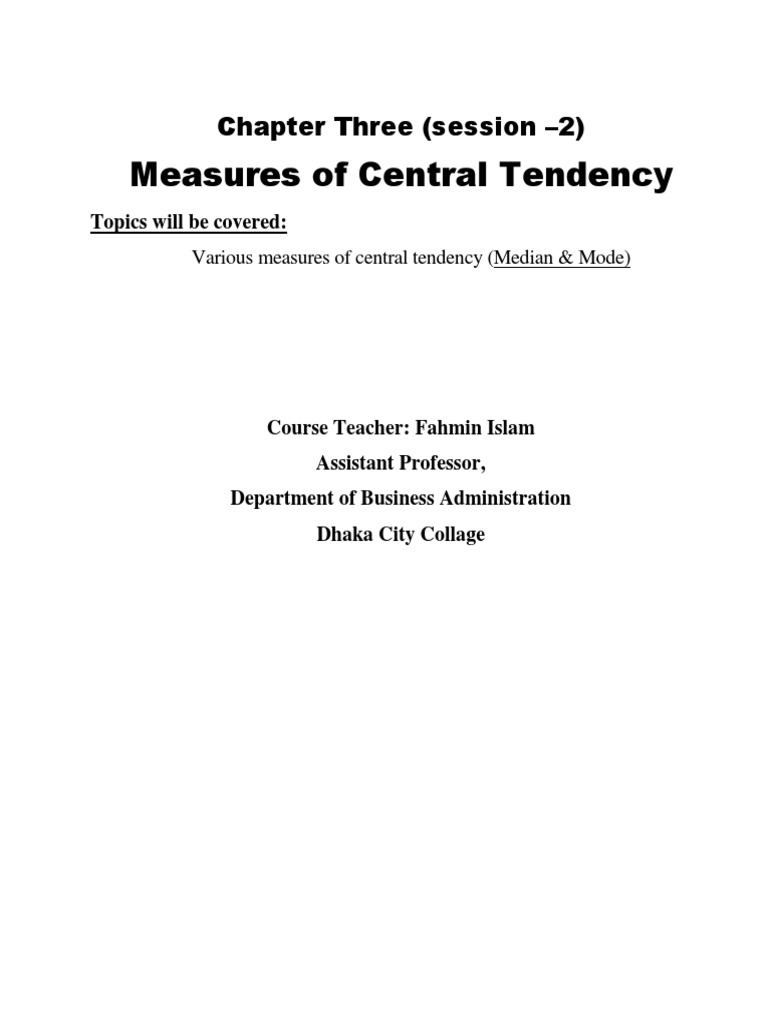Slides - B. Stat - I, Lecture 6 - Chap 3, Session 2, Median, Mode | PDF ...