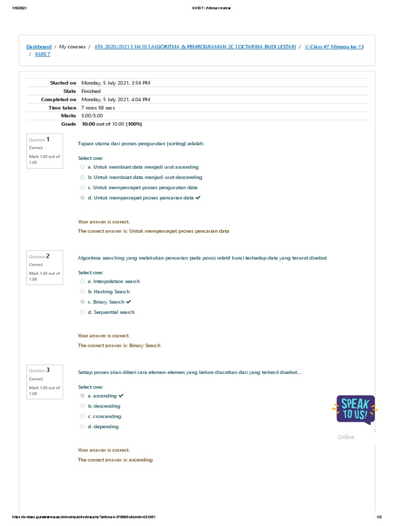 KUIS 7 Attempt Review | PDF