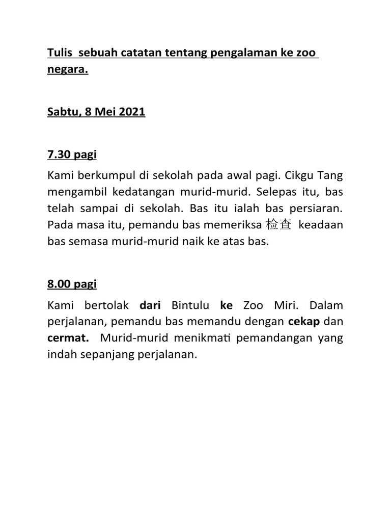Catatan Pengalaman Ke Zoo Negara | PDF