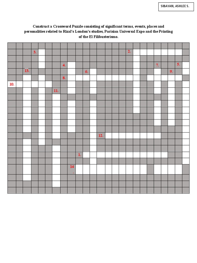 Crossword Puzzle (Rizl) | PDF | Spanish Colonization Of The Americas ...