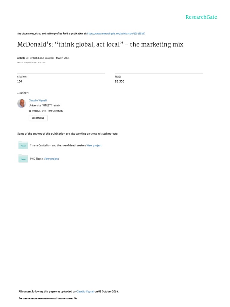 McDonald's: 'Think Global, Act Local' - Adapting the Marketing Mix for ...