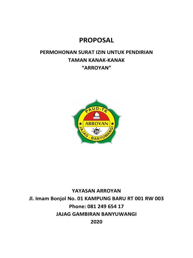 PROPOSAL Ijin TK 2020 | PDF