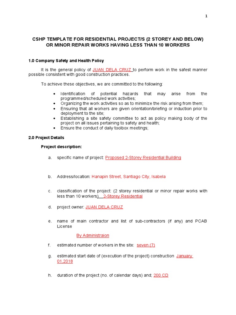 CSHP Program Template - Simplified - (Sample Final) | PDF | Personal ...
