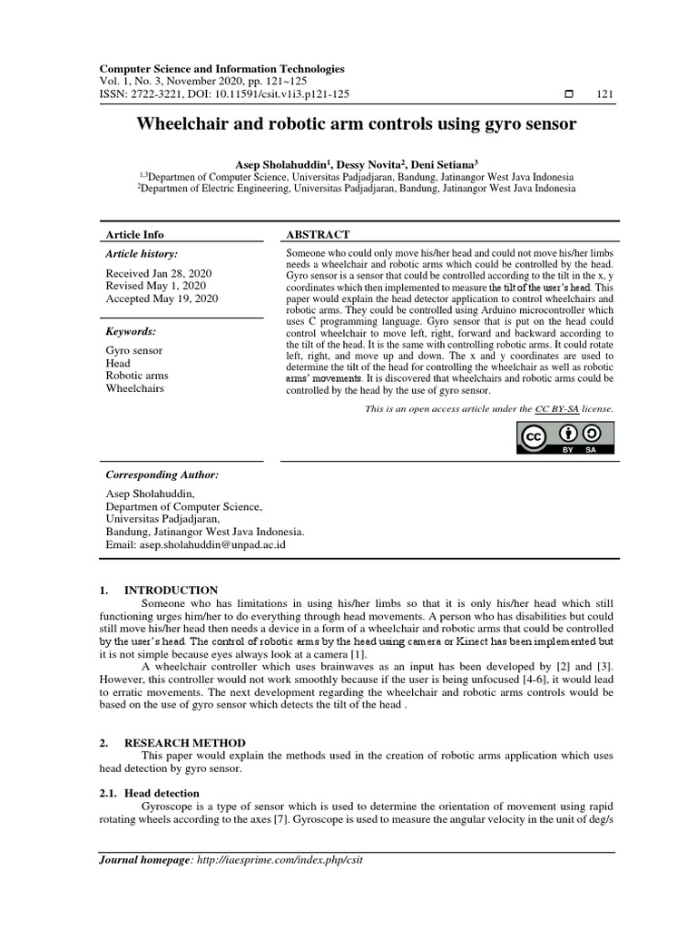 Wheelchair and Robotic Arm Controls Using Gyro Sensor | PDF | Gyroscope ...