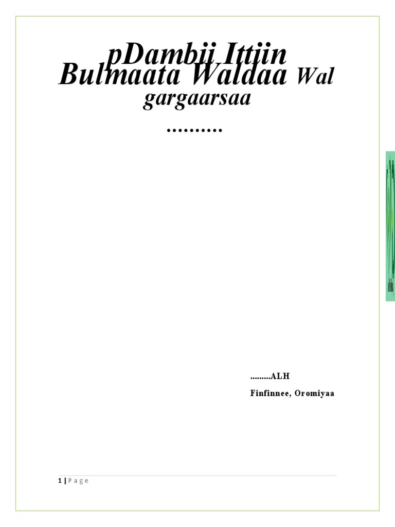 Pdambii Ittiin Bulmaata Waldaa: Wal Gargaarsaa ......... | PDF