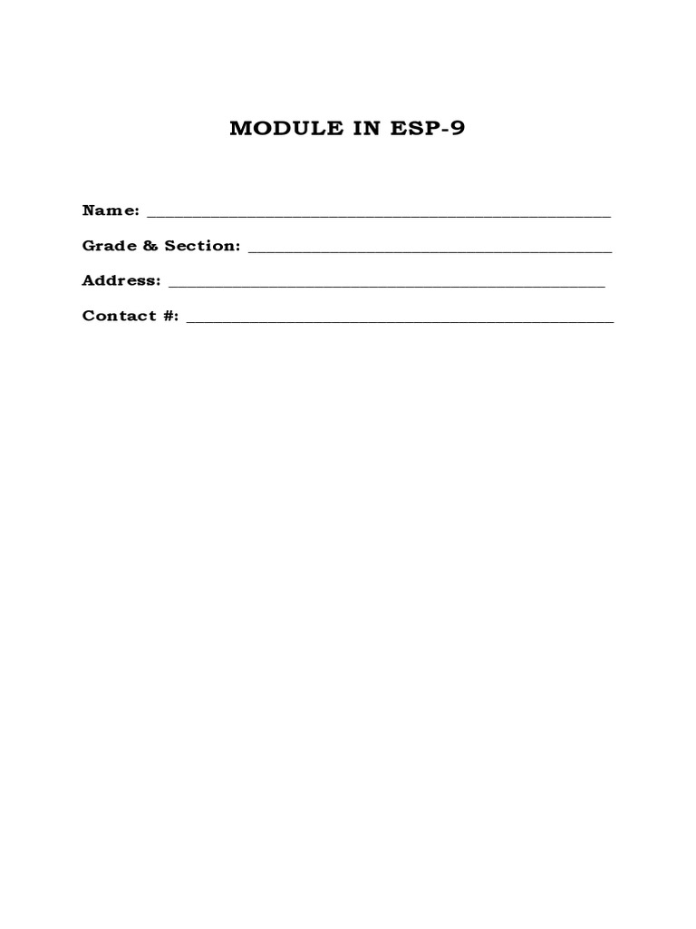 ESp-9 Module (Pagpapakilala Sa Sarili) | PDF
