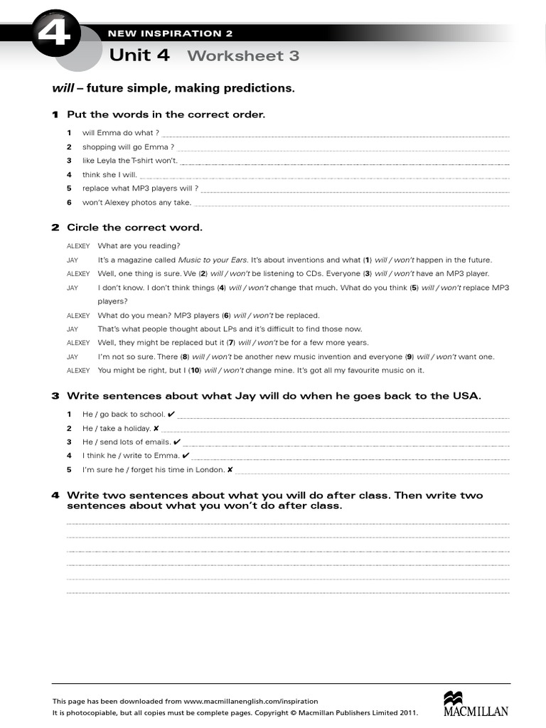 Future Simple - Will and Won't | PDF