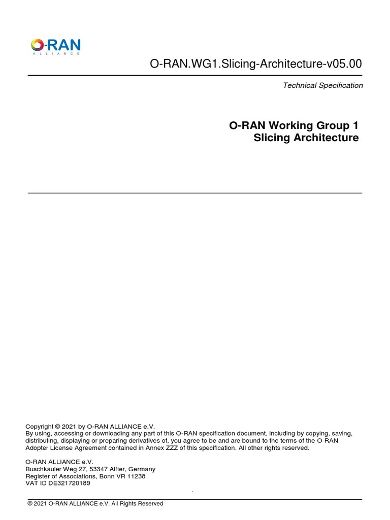 O RAN - Wg1.slicing Architecture v05.00 | PDF | 3 Gpp | Specification (Technical Standard)