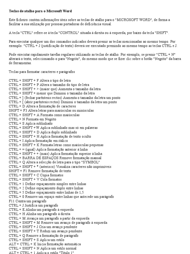 Teclas de Atalho Para o Microsoft Word | Caixa Alta e Caixa Baixa ...