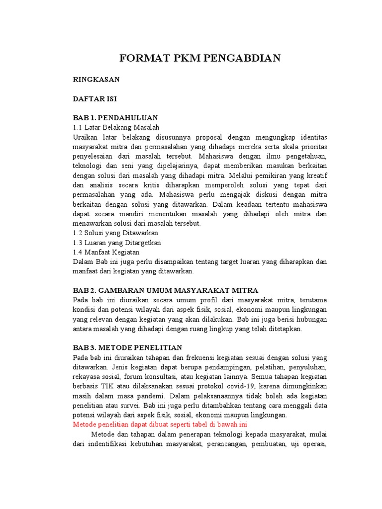 Format PKM Pengabdian Masyarakat 2023 | PDF