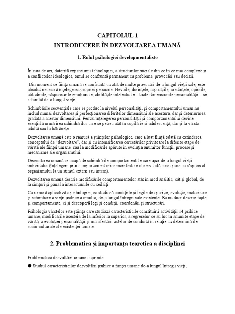 Conspect Psihologia Dezvoltarii | PDF