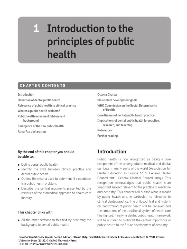 Introduction To The Principles of Public Health | PDF | Dentistry ...