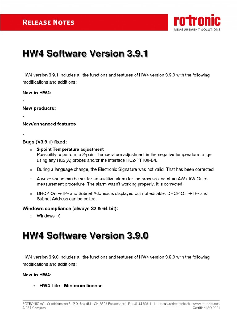 SW-Release HW4 V3.9.1 | PDF | Microsoft Windows | 64 Bit Computing