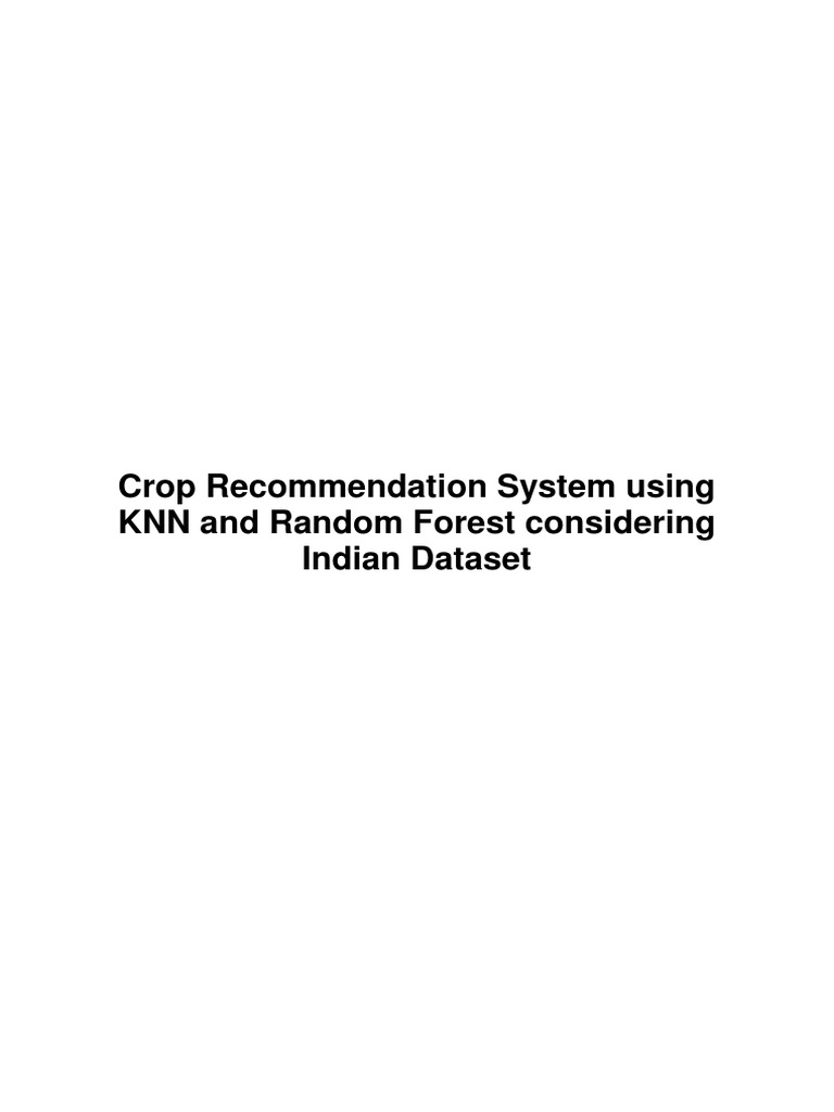 Crop Prediction Using KNN & Random Forest | PDF | Statistical ...