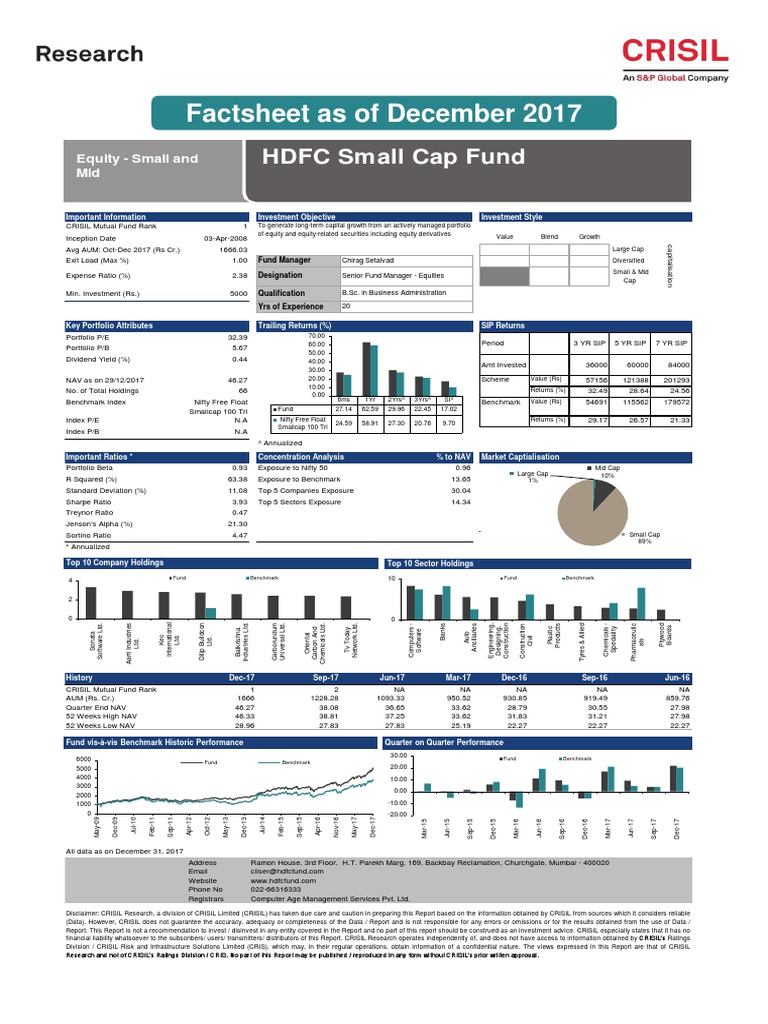 HDFC Small Cap Fund - Regular Plan | PDF | Investment Management ...