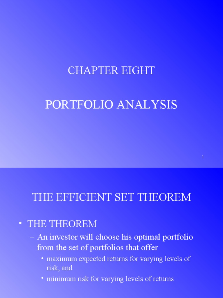 Portfolio Analysis and Efficient Set Theory | PDF | Diversification ...