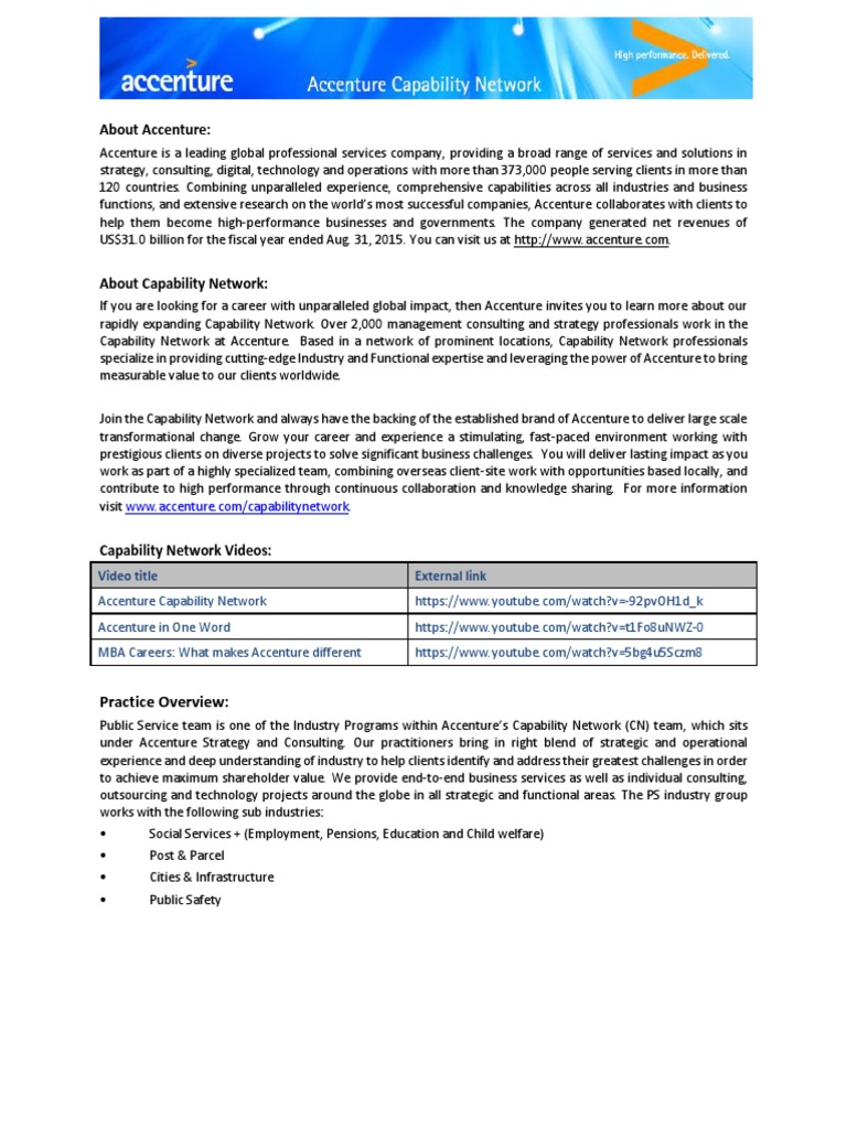 About Accenture:: Practice Overview | PDF | Consultant | Innovation