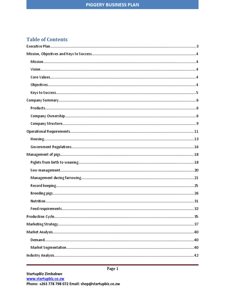 Piggery Business Plan | PDF | Domestic Pig | Partnership