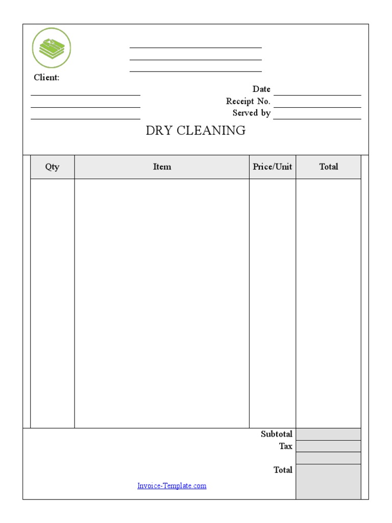 Dry Cleaning: Client: Date Receipt No. Served by | PDF