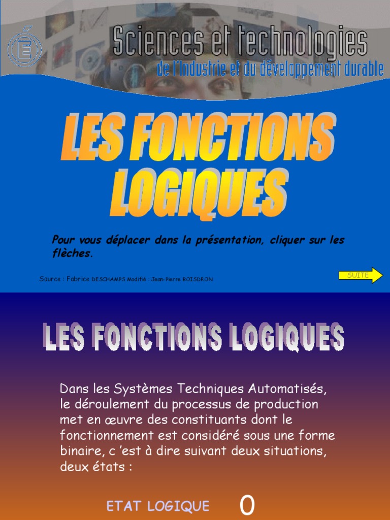 Diaporama Les Fonctions Logiques | PDF | Vérité | Logique mathématique