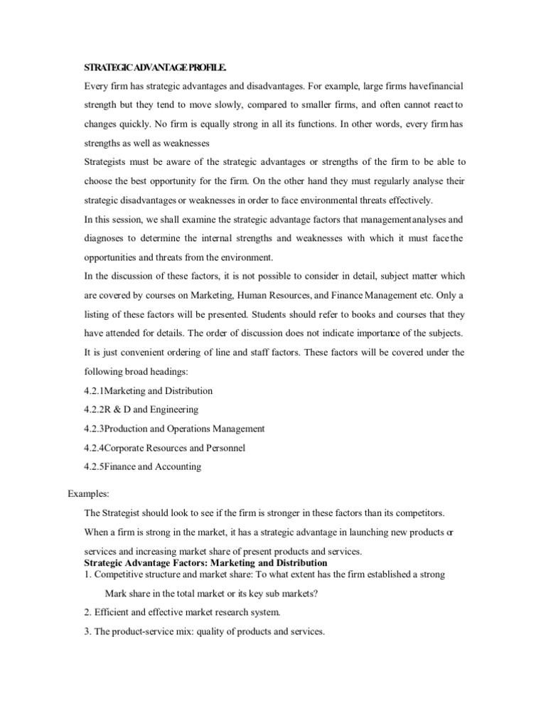 Strategic Advantage Profile | PDF
