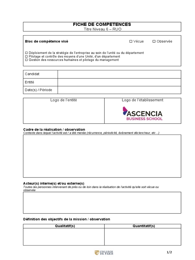 Fiche de Compétences - RUO - Session 2022 | Download Free PDF ...
