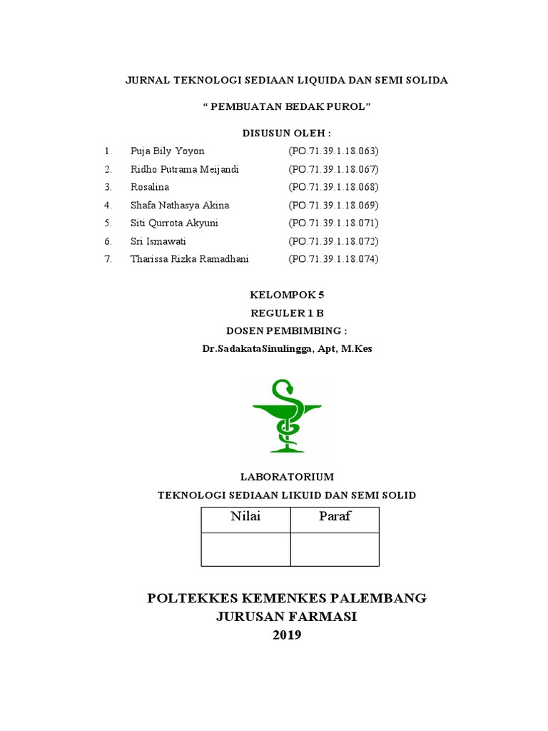 Pembuatan Bedak Purol: Praktikum Farmasi | PDF