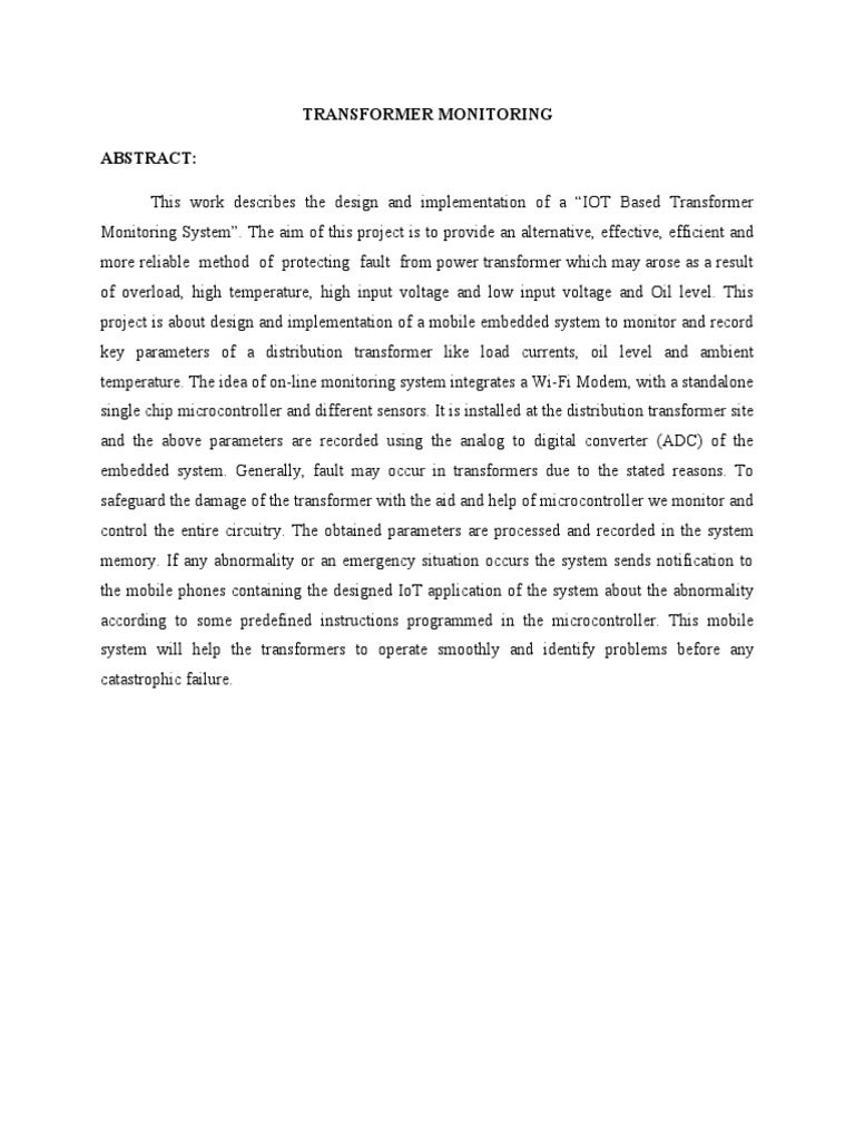 Iot Based Transformer Monitoring System. | PDF | Rectifier | Power Supply
