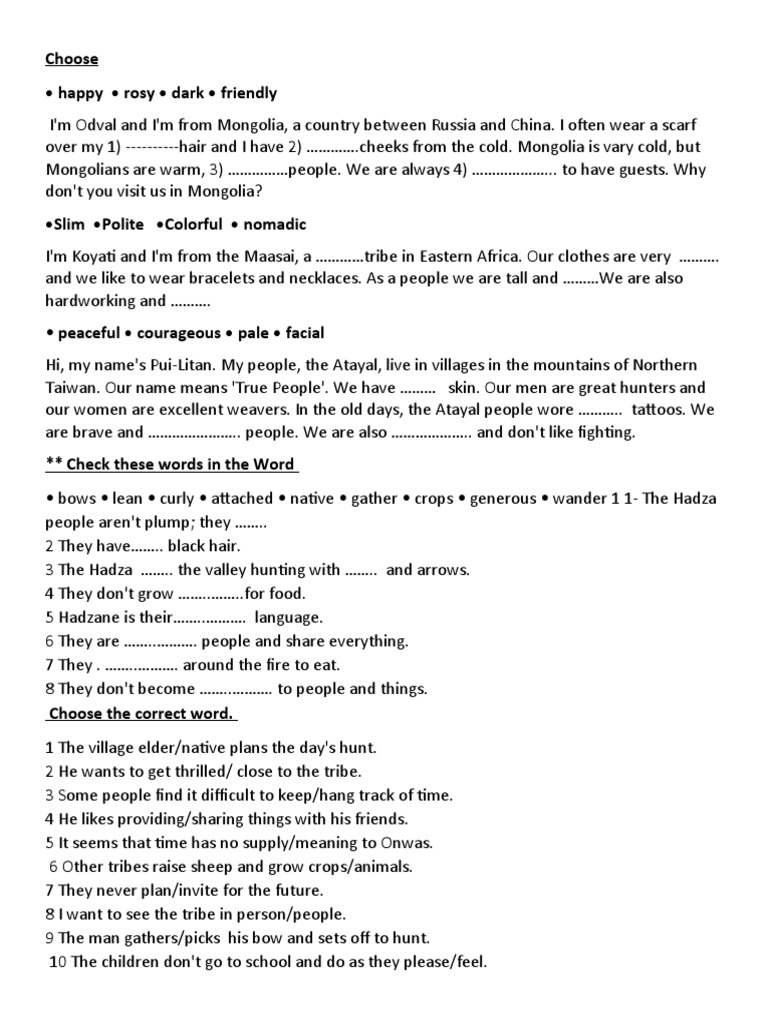 Choose - Happy - Rosy - Dark - Friendly | PDF | Linguistics