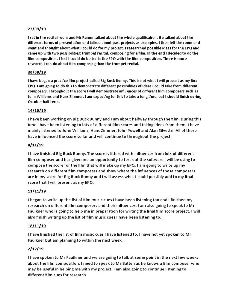 EPQ Journal | PDF | Film Score | Composers