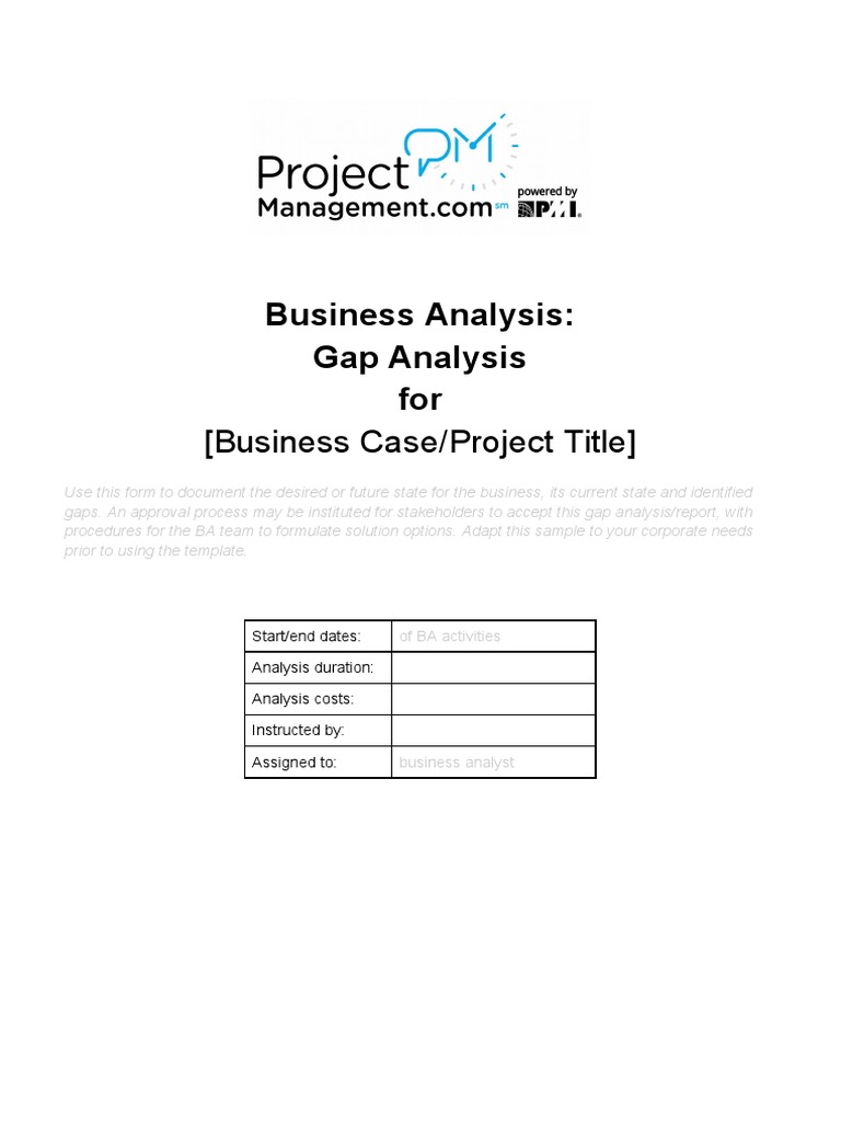 Business Analysis Gap Analysis Template | PDF | Business Analysis ...